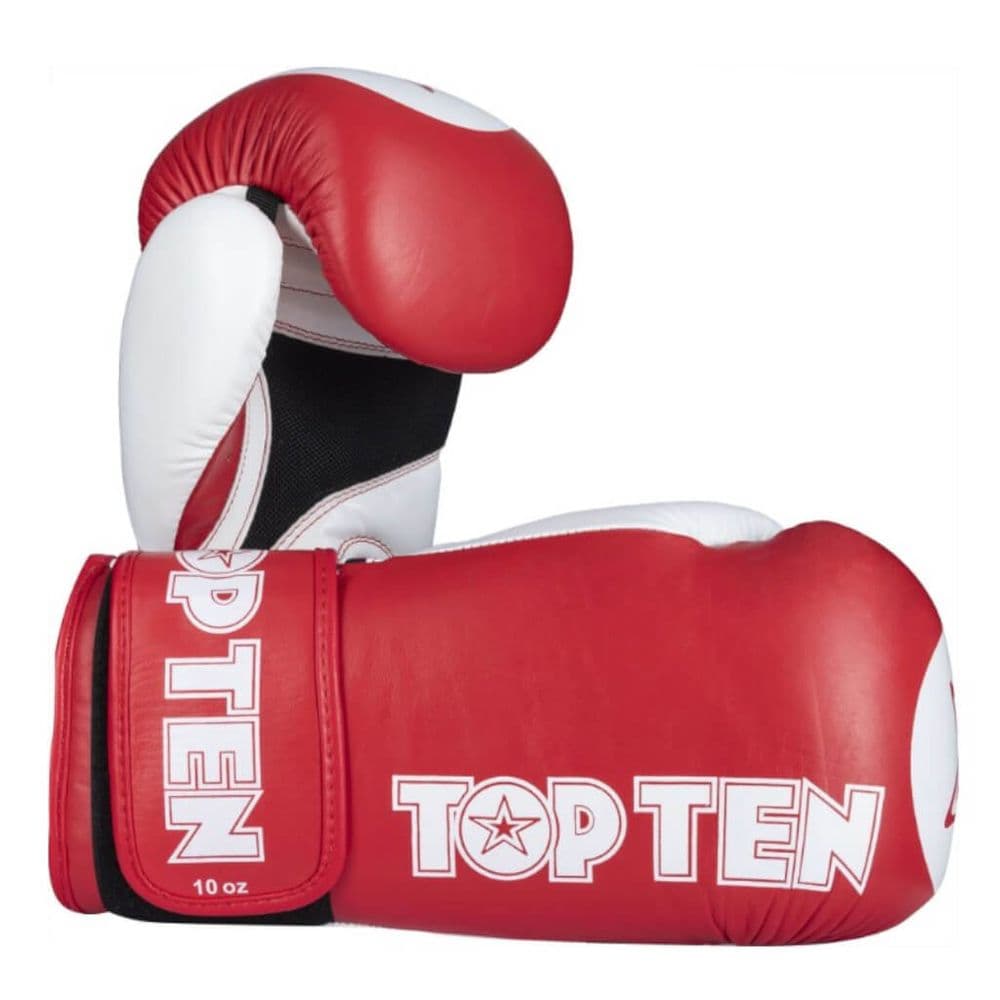 Top Ten Star XLP Leather Boxing Gloves Red 10oz | WAKO Approved | Reflex UK