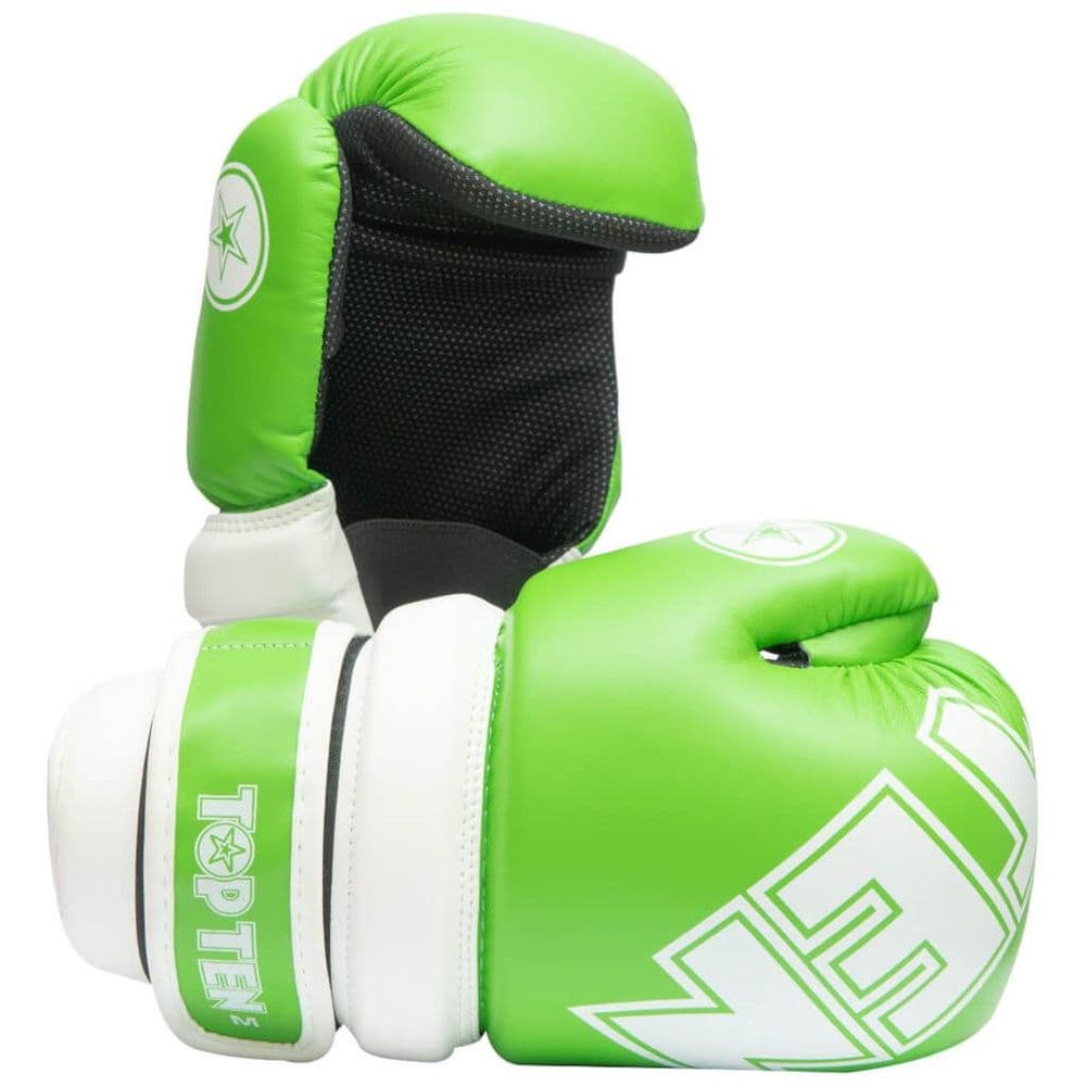 Top Ten Glossy Block Pointfighter Gloves Green/White | Sparring Gloves ...
