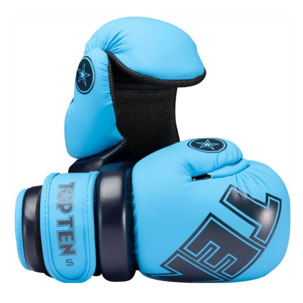 Top Ten Glossy Block Pointfighter Gloves Light Blue/Navy | Sparring ...