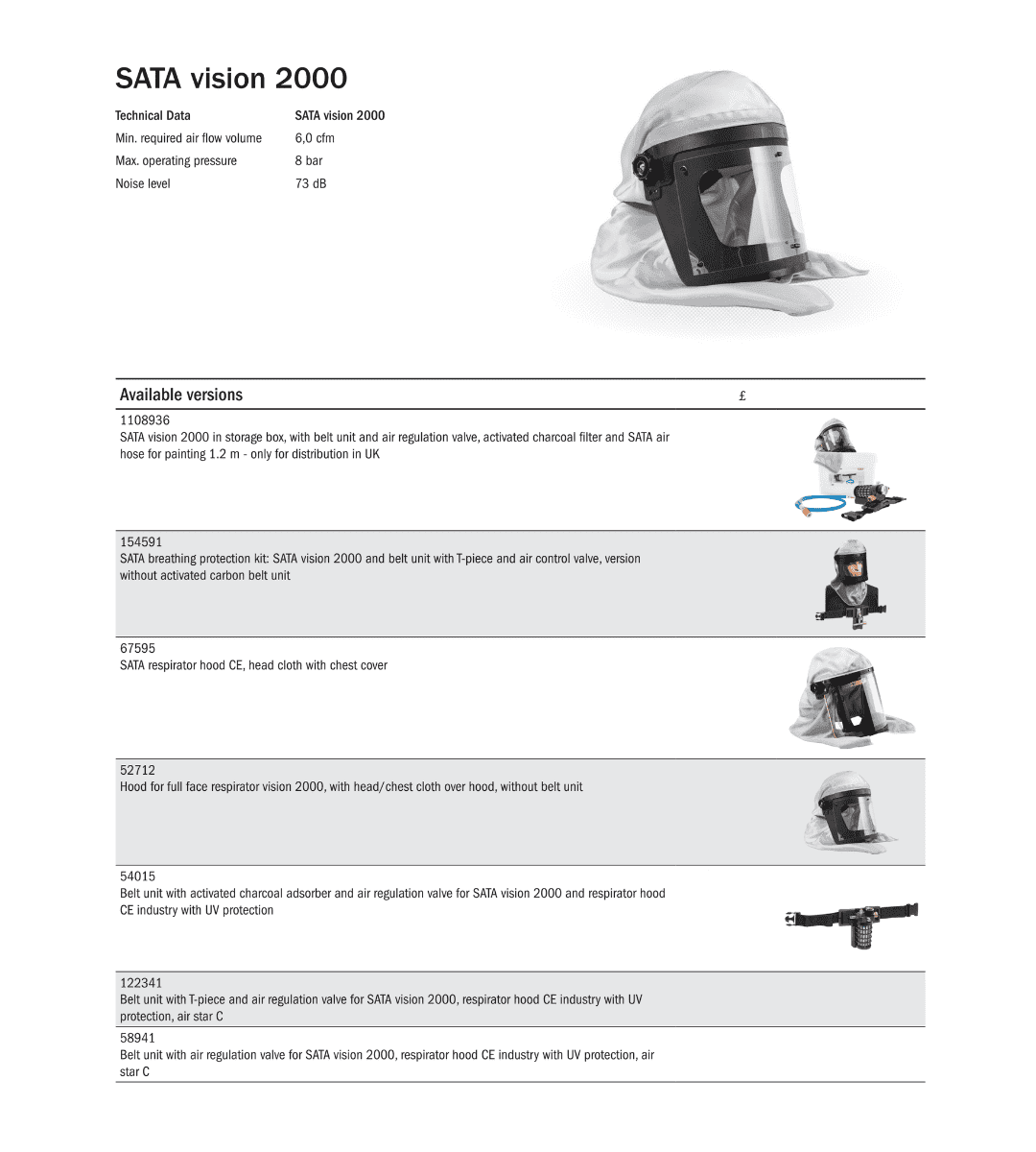 SATA Air Vision 5000 Air-Fed Mask