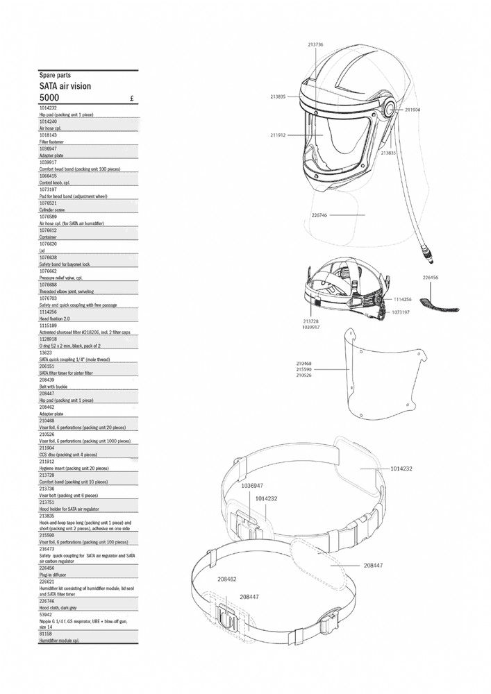 SATA Air Vision 5000 Spare Parts