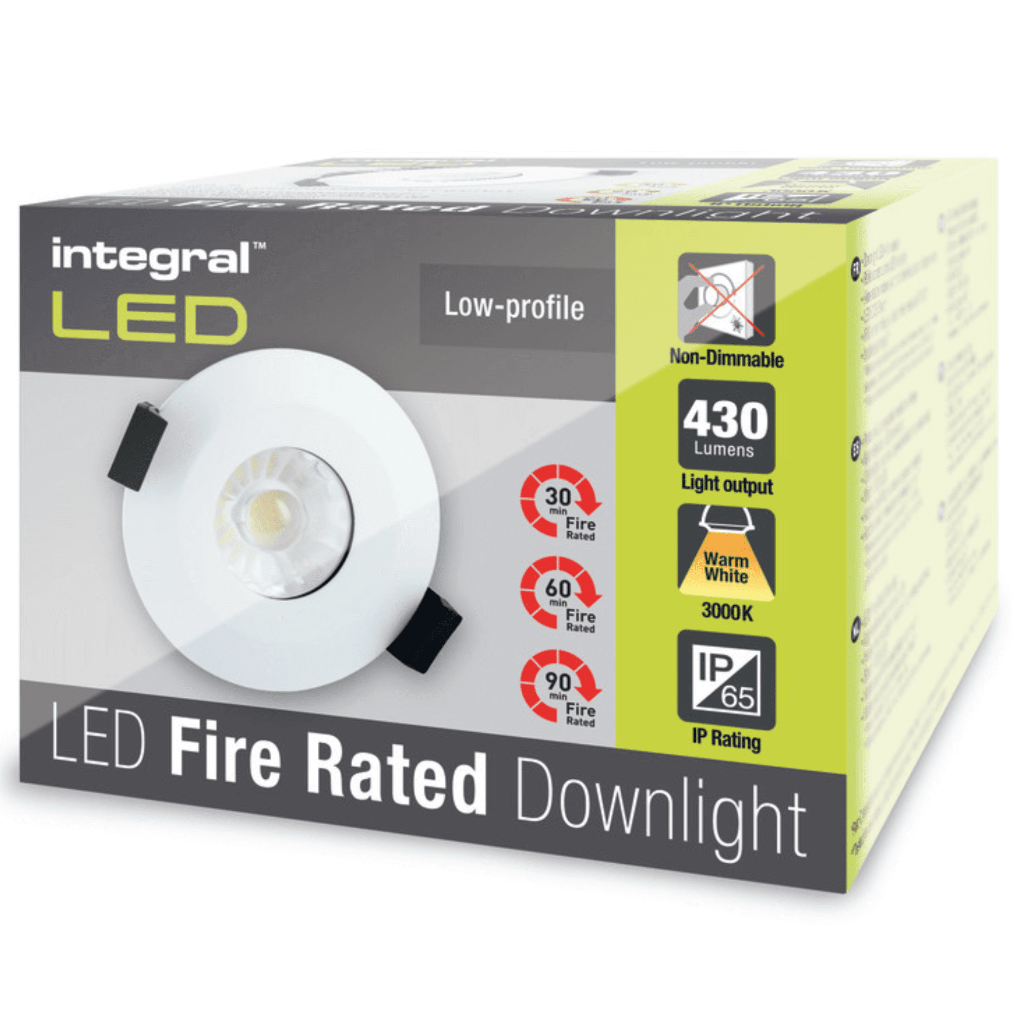 Integral LED 6W Low Profile Fire Rated LED Downlight 70-75mm Cut Out ILDLFR70B002