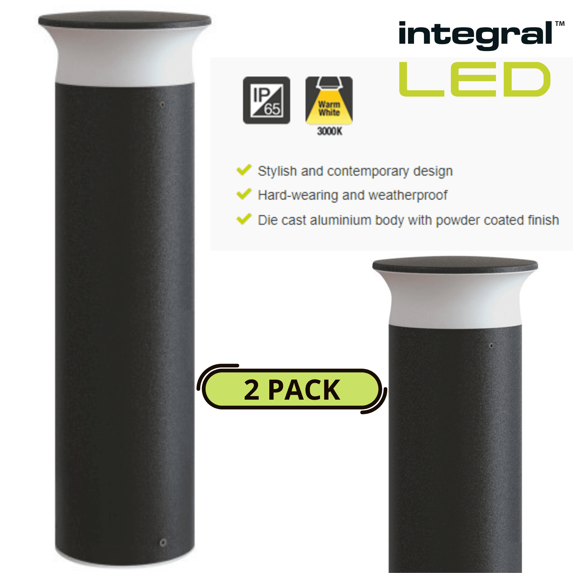 LED Garden Bollard Driveway LED Lamp IP65 2 Pack %%page%% %%sep ...