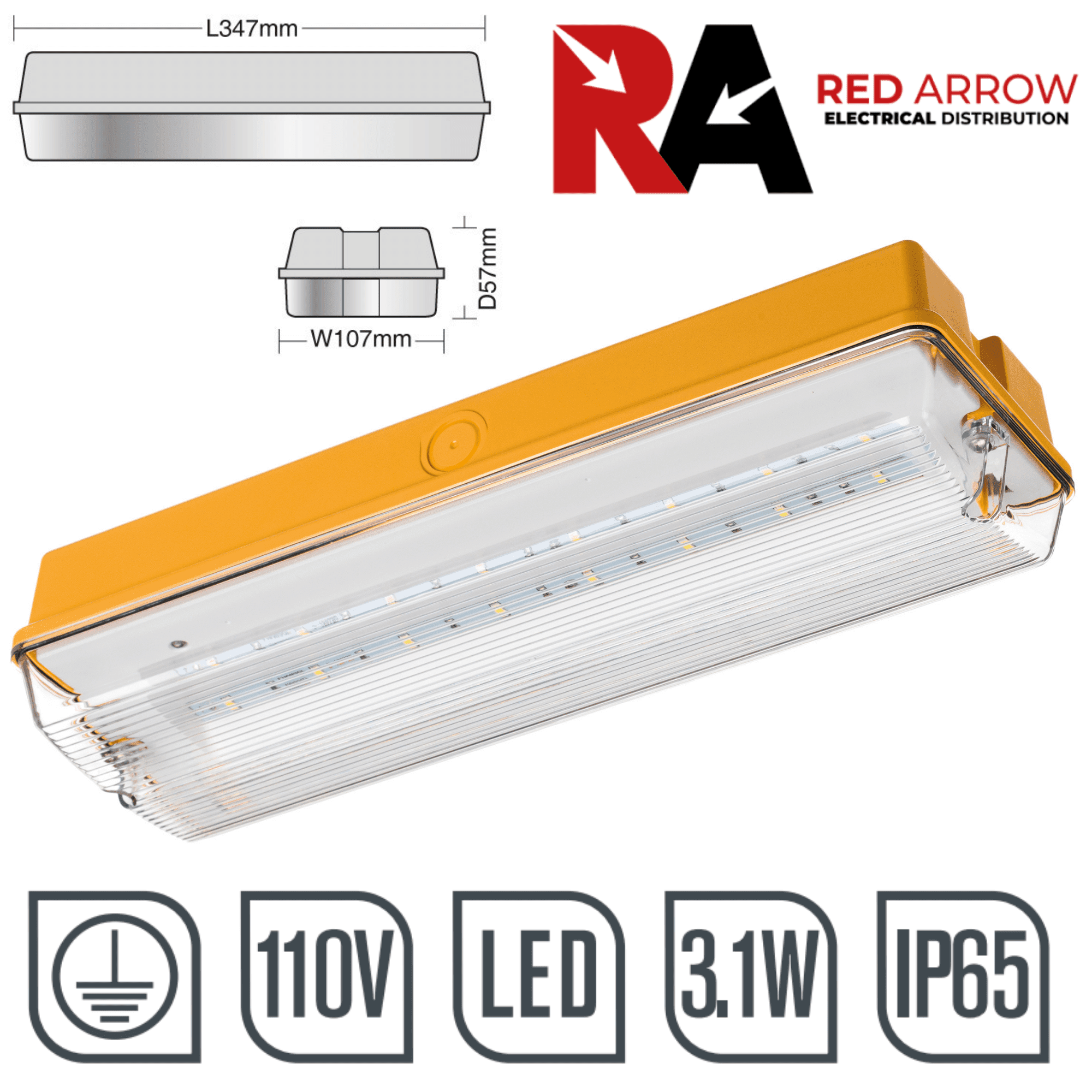 Red Arrow 110V LED Maintained / Non-Maintained Bulkhead with Hinged ...