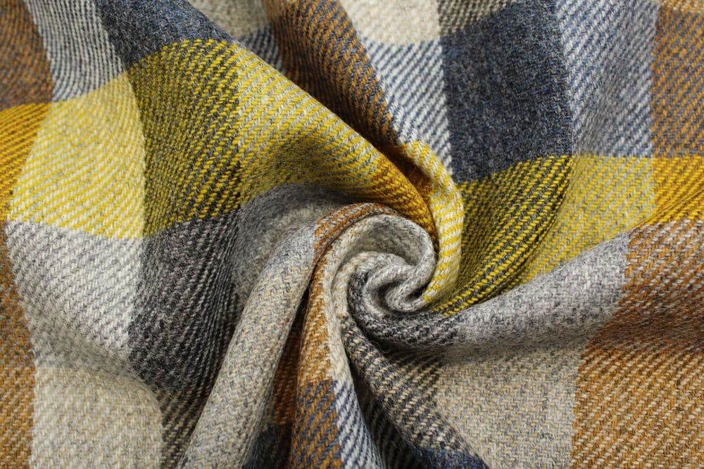 100 Wool Tweed Block Check Design Fabric DQ14