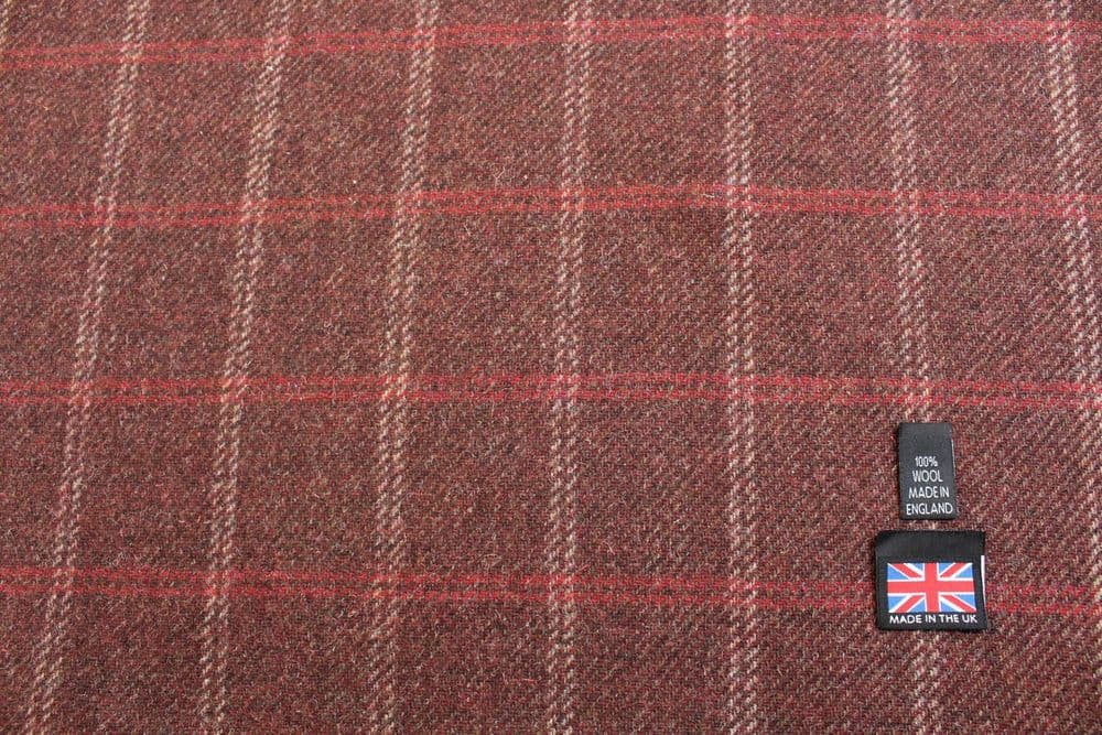 100 Wool Windowpane Check Tweed Fabric DM63