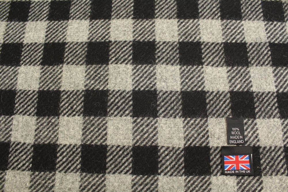 Pure New Wool Block Check Tweed Fabric DM92