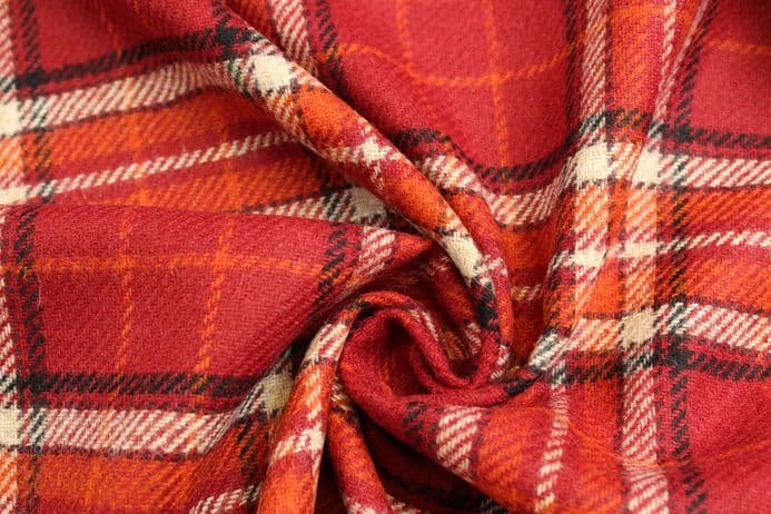 Pure New Wool Plaid Tweed Fabric DM54