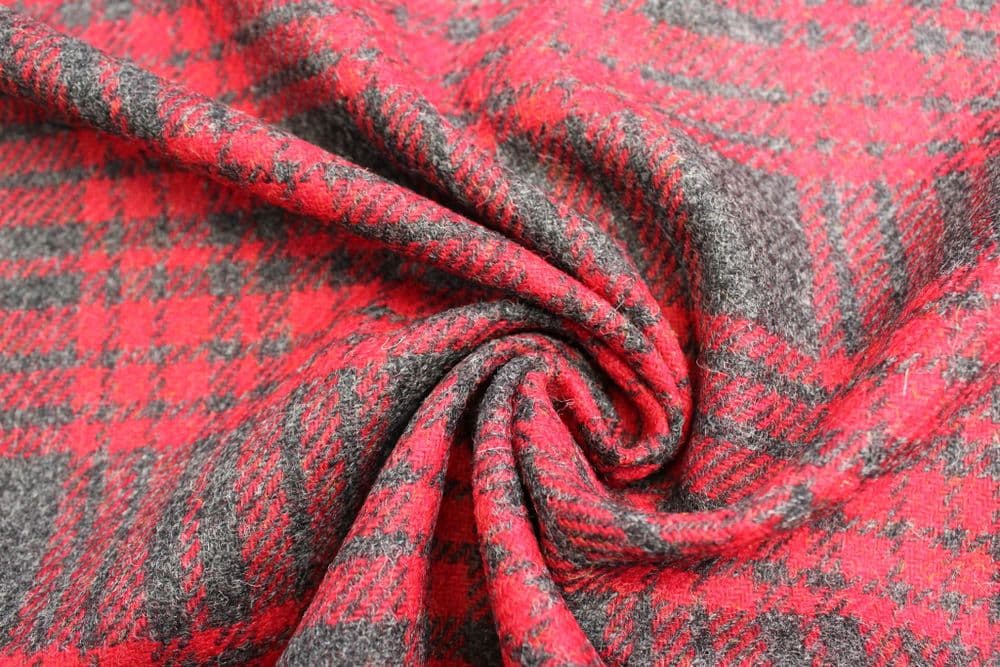Pure New Wool Plaid Tweed Fabric DQ04