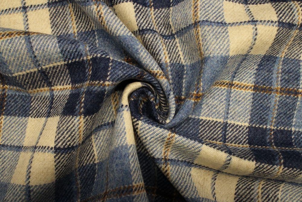 Pure Wool Plaid Tweed Fabric DQ97