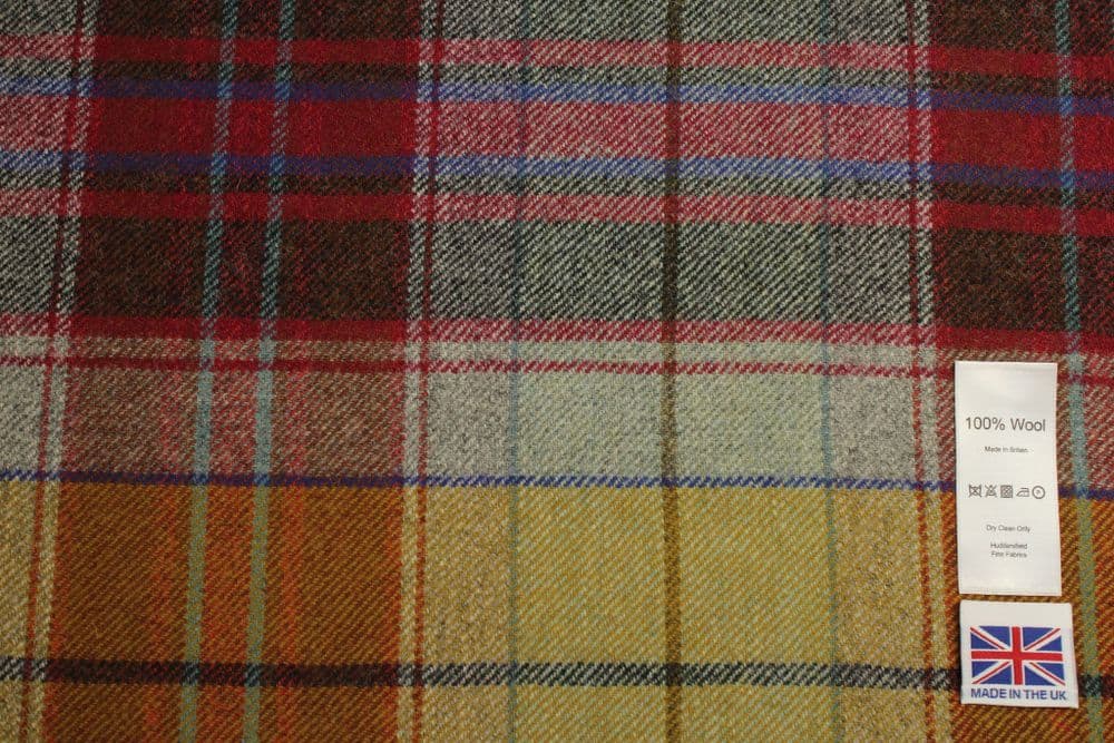 Pure Wool Plaid Tweed Fabric DR33