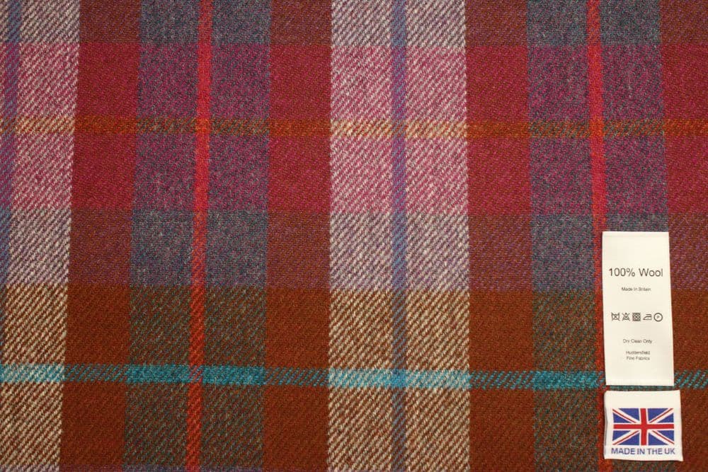 Pure Wool Plaid Tweed Fabric DR60
