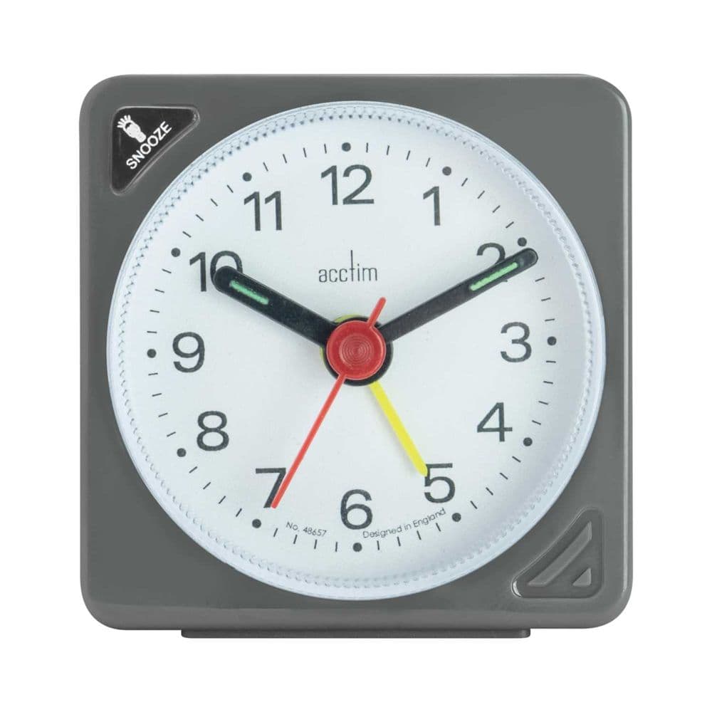 Acctim Ingot Analogue Travel Alarm Clock GREY