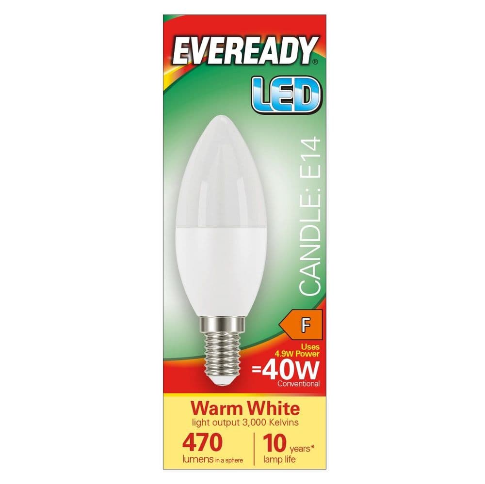Eveready 4 9W 40W SES Candle Opal Warm White LED Light Bulb