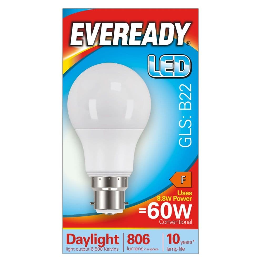 Eveready 8 8W 60W BC GLS Opal Daylight LED Light Bulb