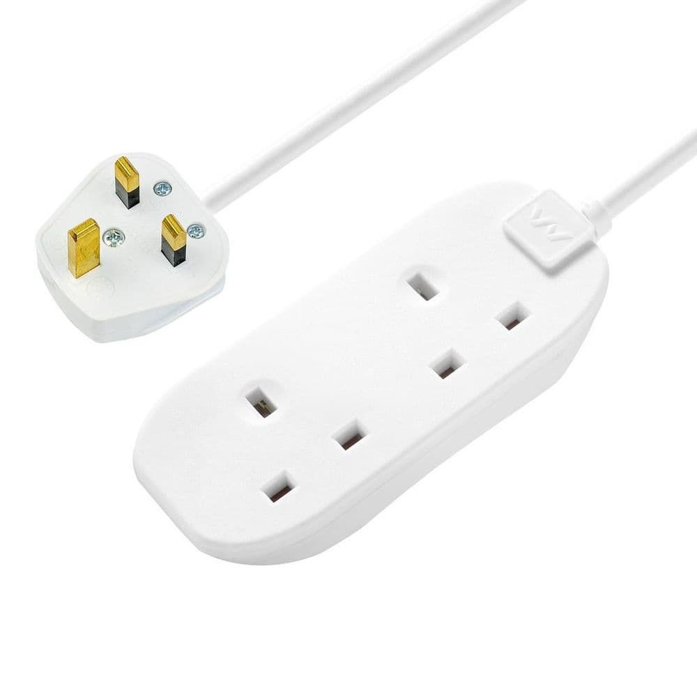 Masterplug 13A 5m 2 Gang Extension Lead WHITE