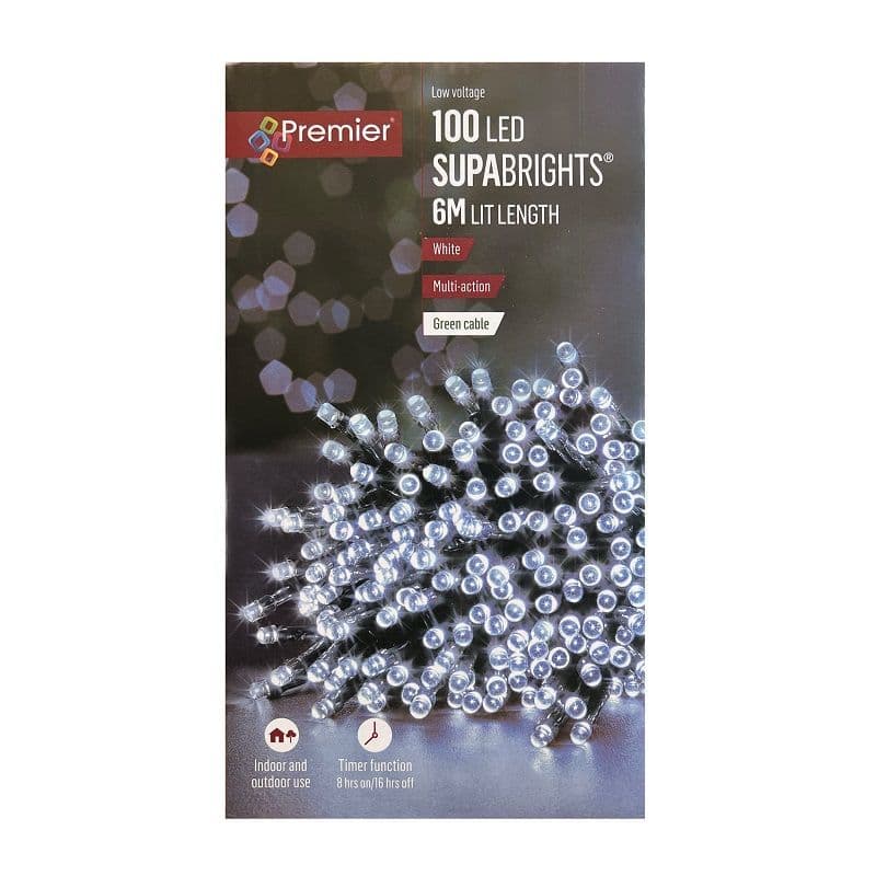 Premier 100 Multi Action Mains LED String Lights WHITE