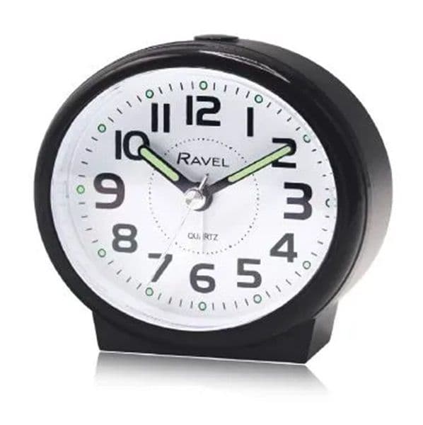 Ravel Pastel Analogue Alarm Clock BLACK