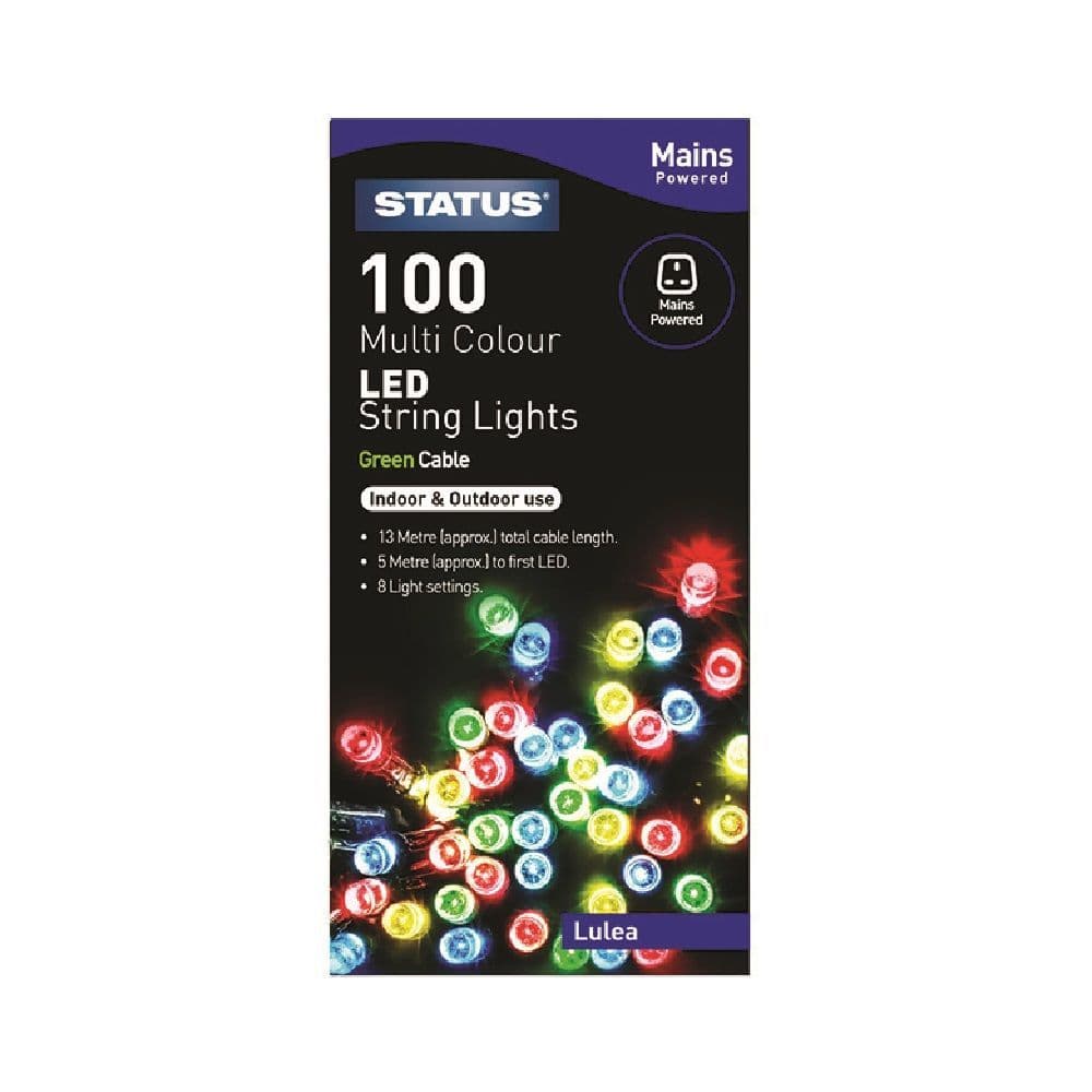 Status 100 Multi Action Mains LED String Lights MULTI COLOUR