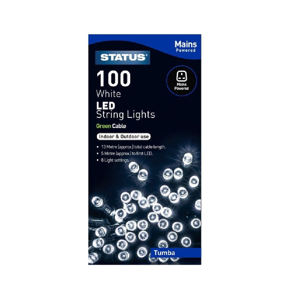 Status 100 Multi Action Mains LED String Lights WHITE