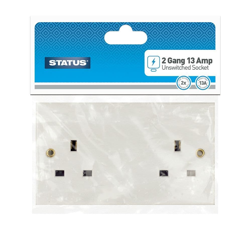 Status 13A 2 Gang UNSWITCHED Wall Socket