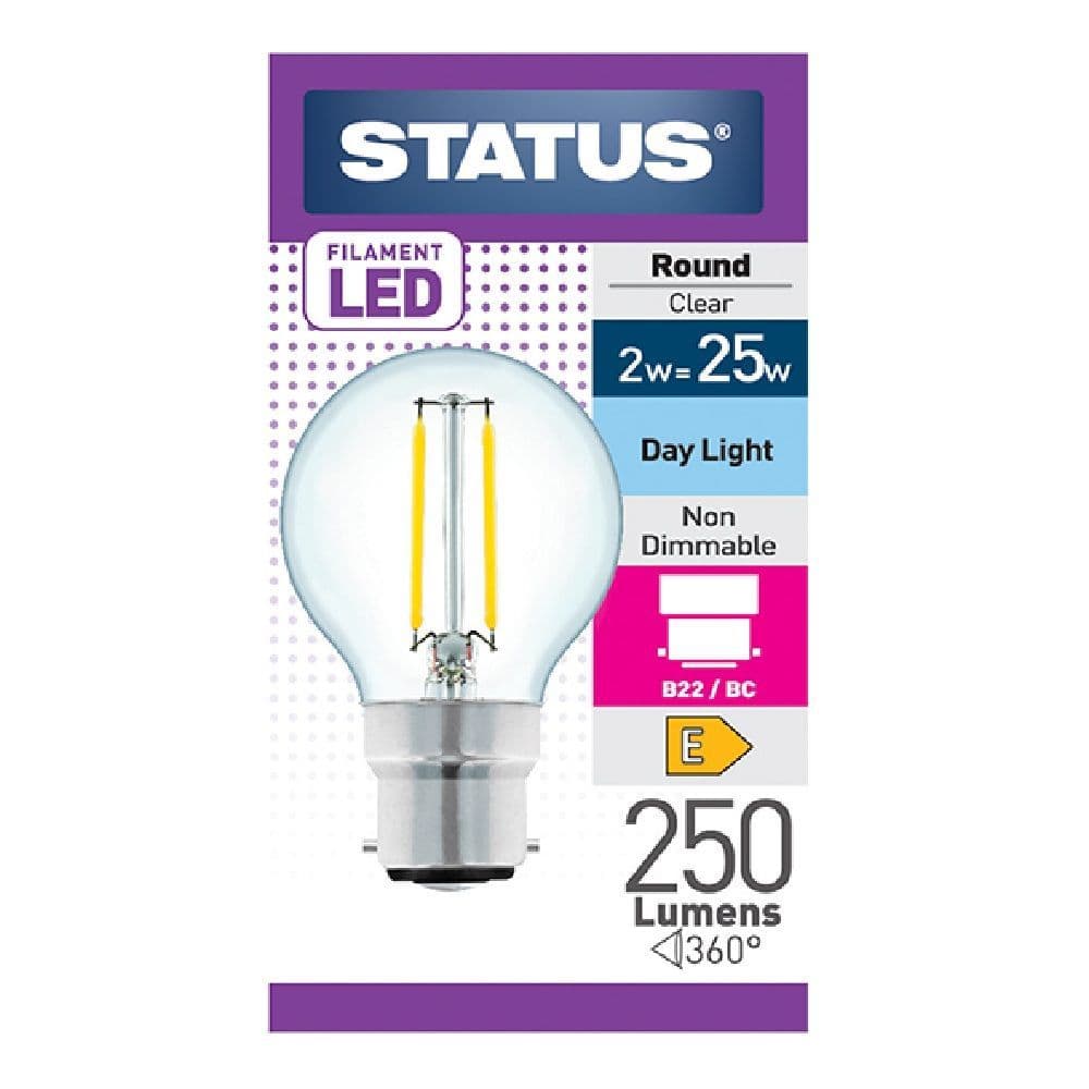 Status 2w 25w BC Round Filament LED DAYLIGHT