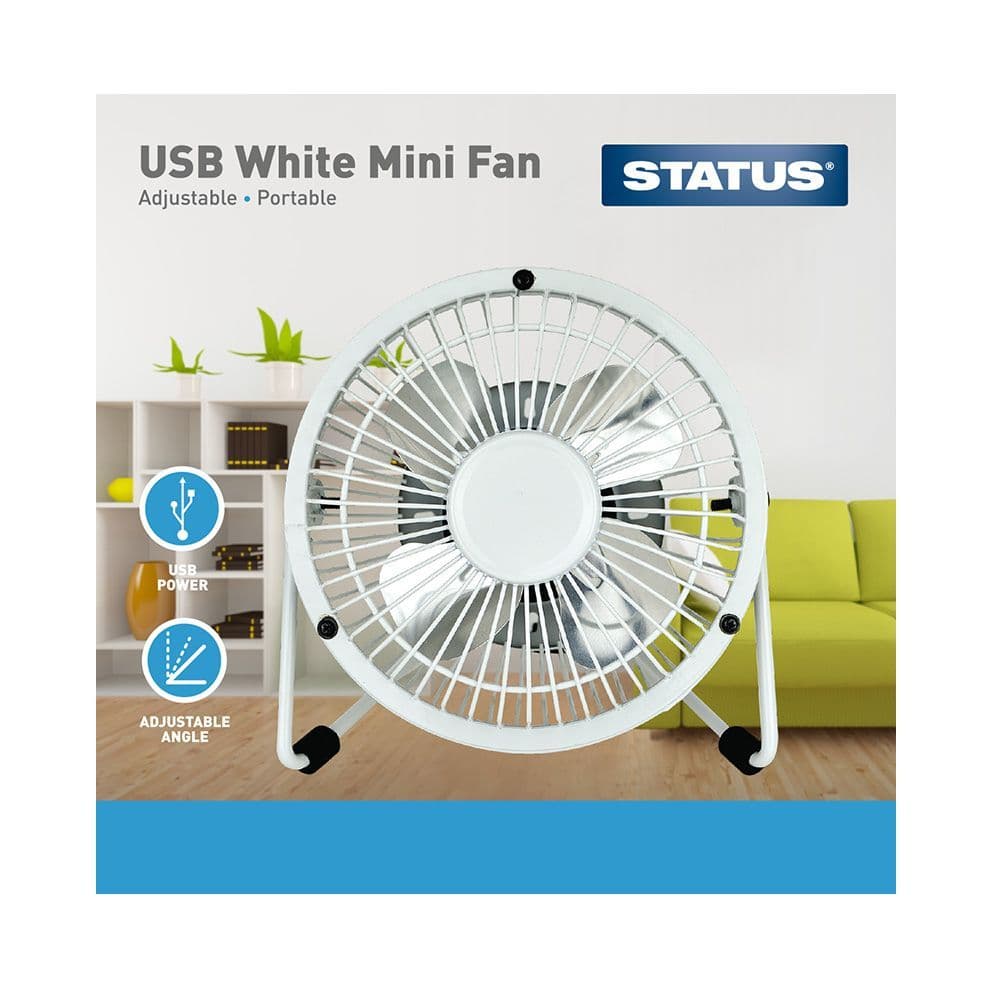Status 4 Inch USB Mini Fan WHITE