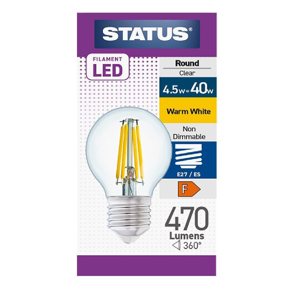 Status 4 5w 40w ES Round Filament LED WARM WHITE