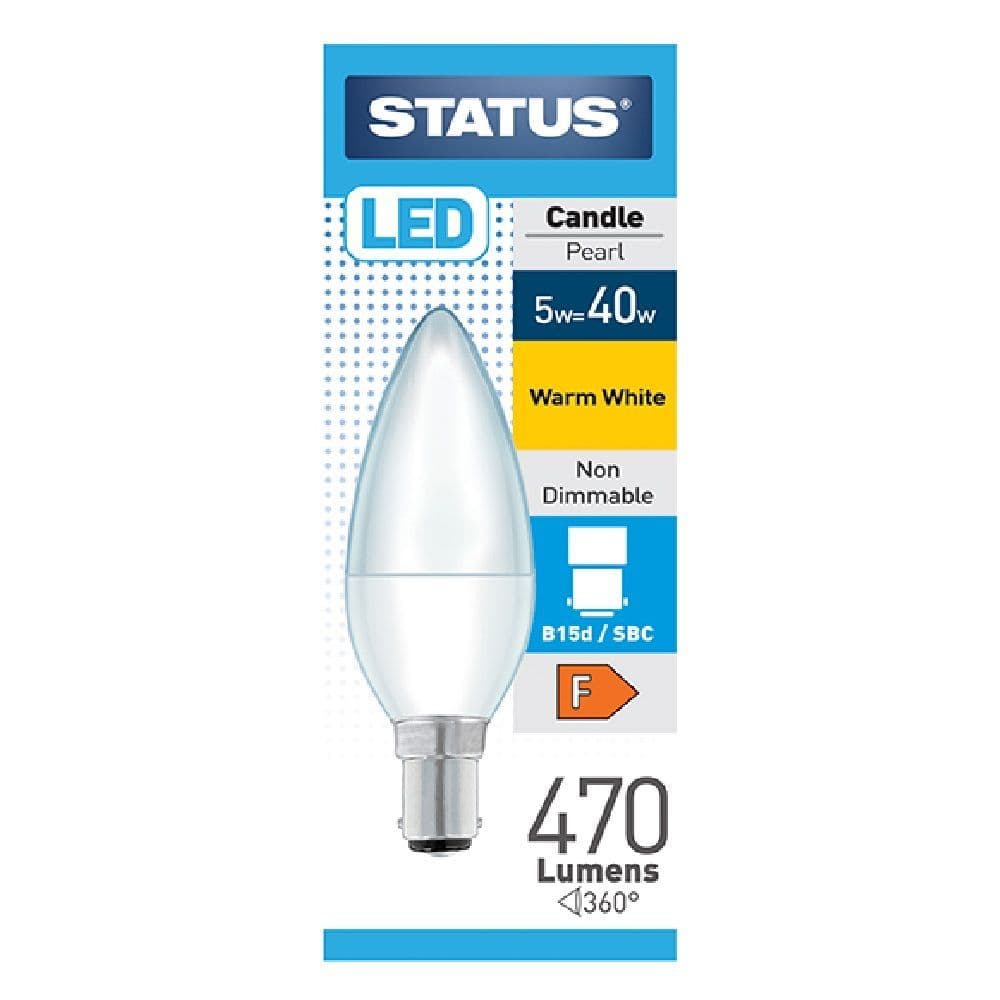 Status 4 5w 40w SBC Candle Filament Warm White LED Light Bulb