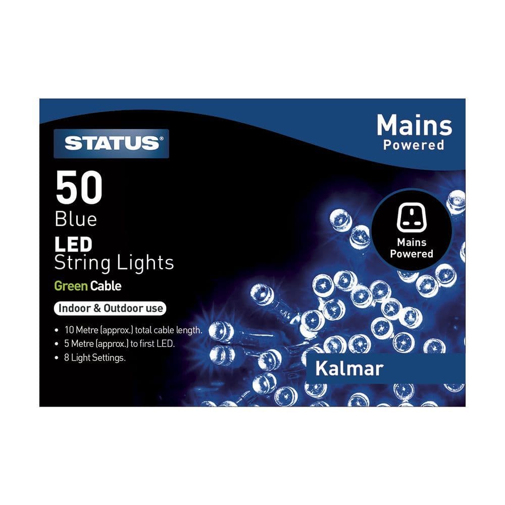 Status 50 Multi Action Mains LED String Lights BLUE