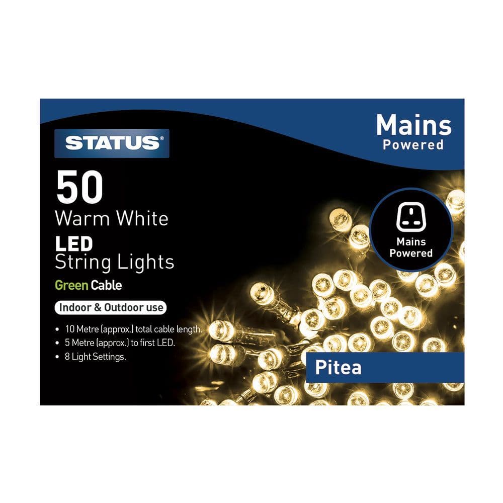 Status 50 Multi Action Mains LED String Lights WARM WHITE