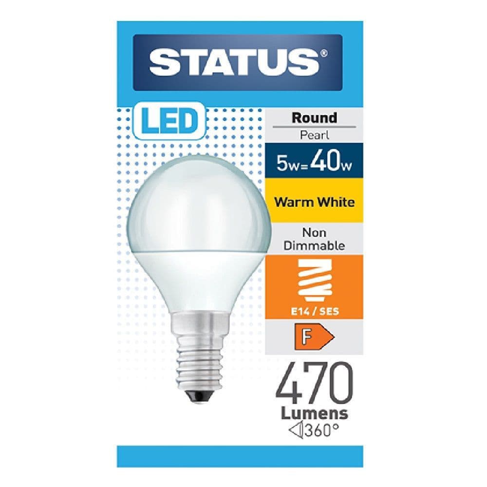 Status 5W 40W SES Round Opal Warm White LED Light Bulb