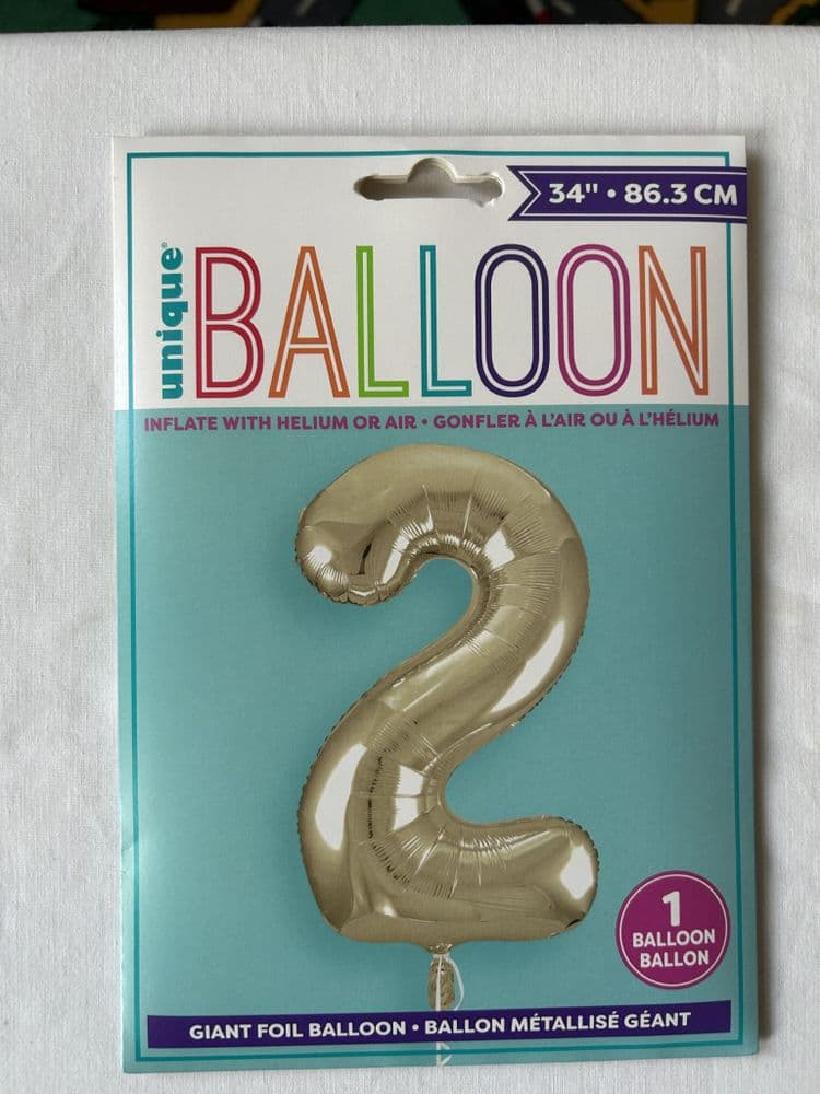 53832 - Number 2 Gold Balloon