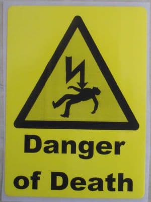 Danger of Death Electrical Warning Labels