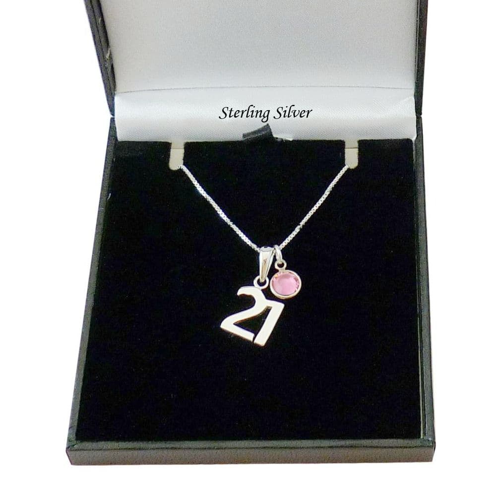 21st Birthday Necklace in Sterling Silver with a Birthstone Channel ...