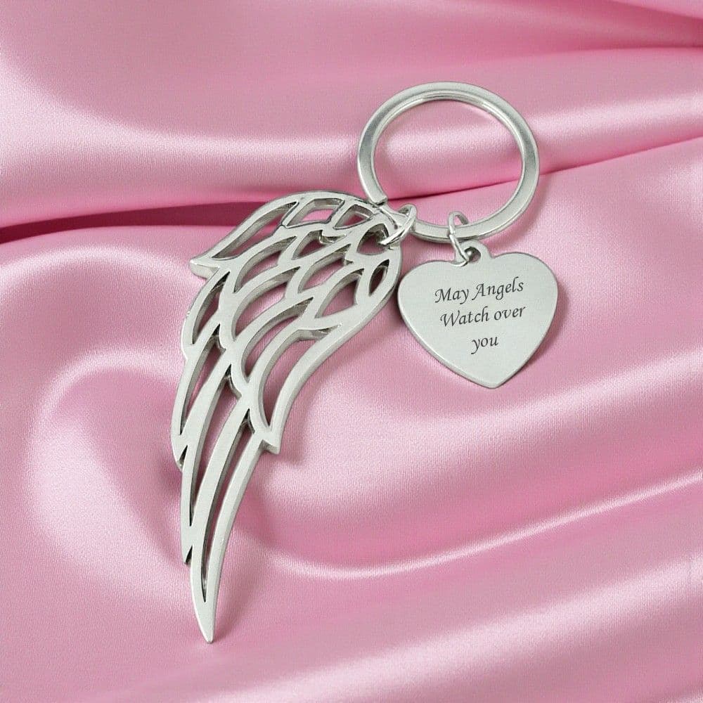 Angel Wing Key Ring with Engraving | Charming Engraving