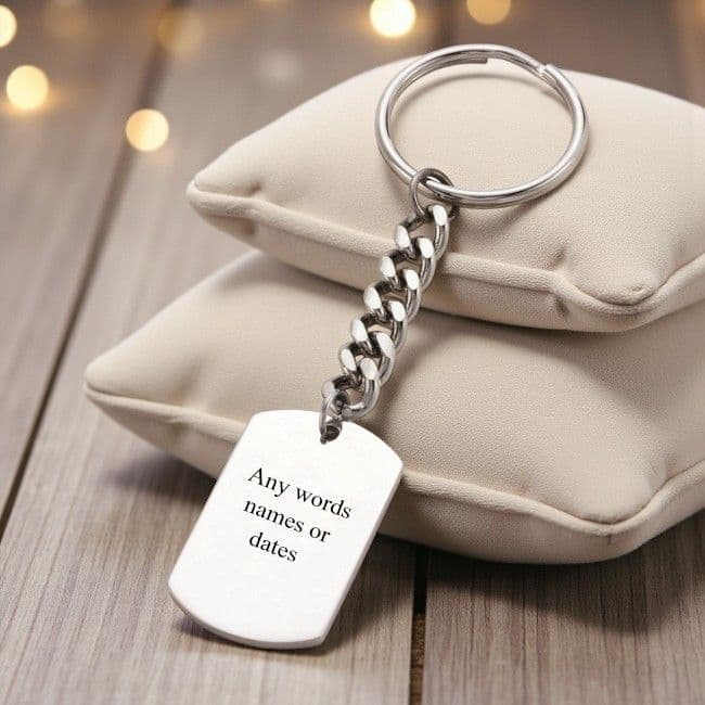 Engraved Dog Tag Key Ring | Charming Engraving
