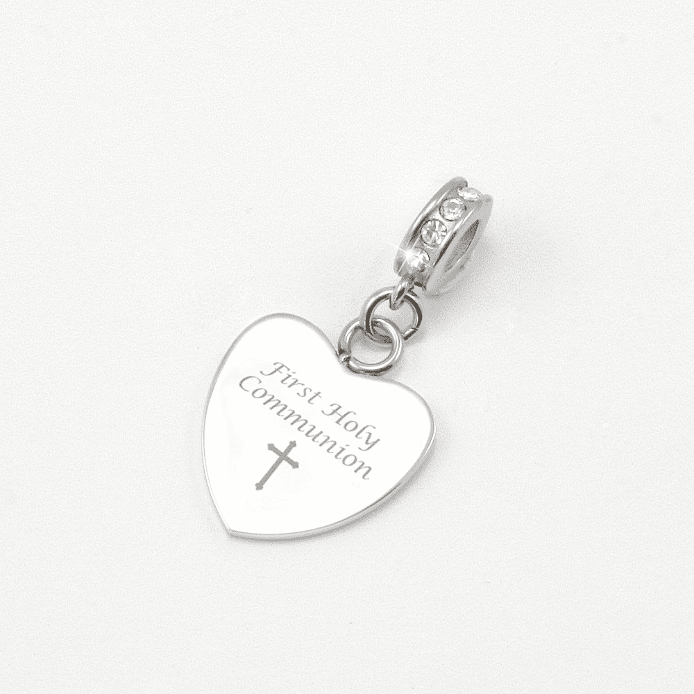 Engraved Holy Communion Charm with Crystals | Charming Engraving