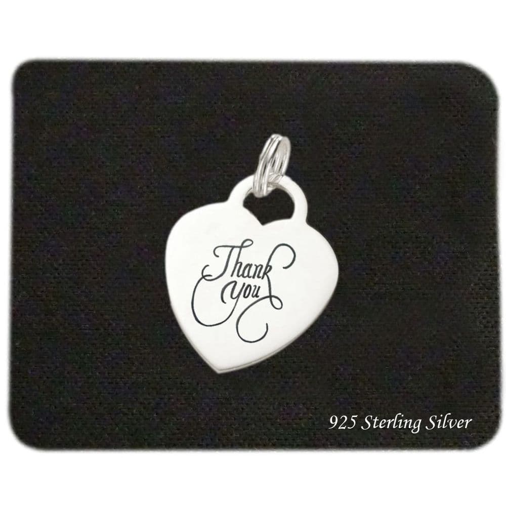 Engraved Thank You Gift Charm in Sterling Silver | Charming Engraving