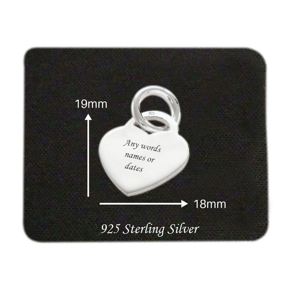 Heart charm Sterling Silver with Engraving | Charming engraving