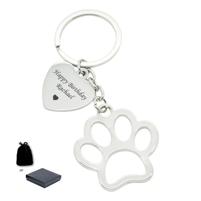 Large Paw Key Ring with Engraving | Charming Engraving