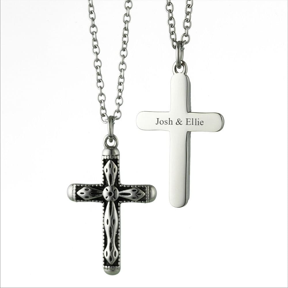 Ornate Cross Necklace with Engraving | Charming Engraving