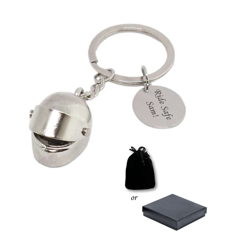 Personalised Silver Motorcycle Helmet Keyring with Free Engraving ...