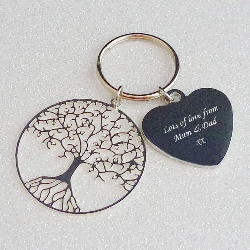 Personalised Tree of Life Keyring, Engraved Gift | Charming Engraving