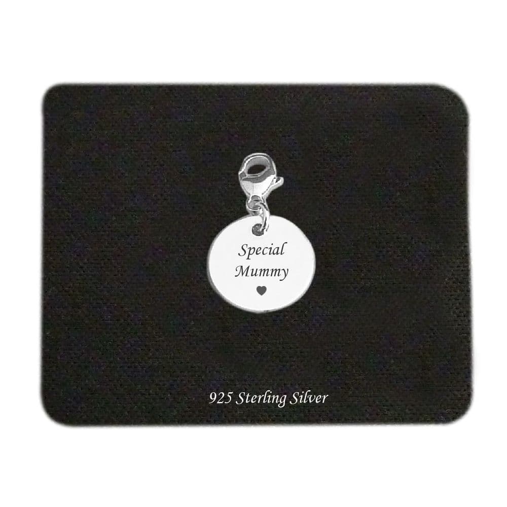 Special Mummy Round Charm in Silver, on Clasp | Charming Engraving