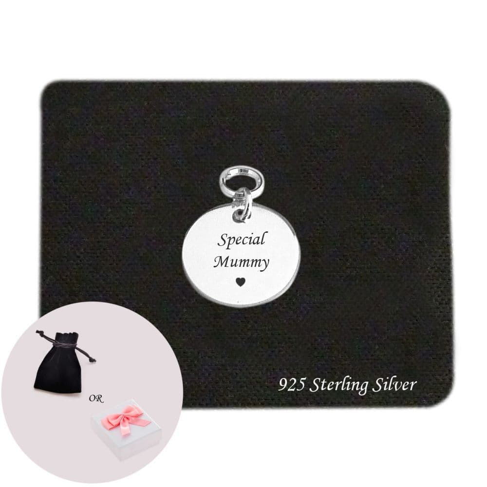 Special Mummy Round Charm Sterling Silver | Charming Engraving