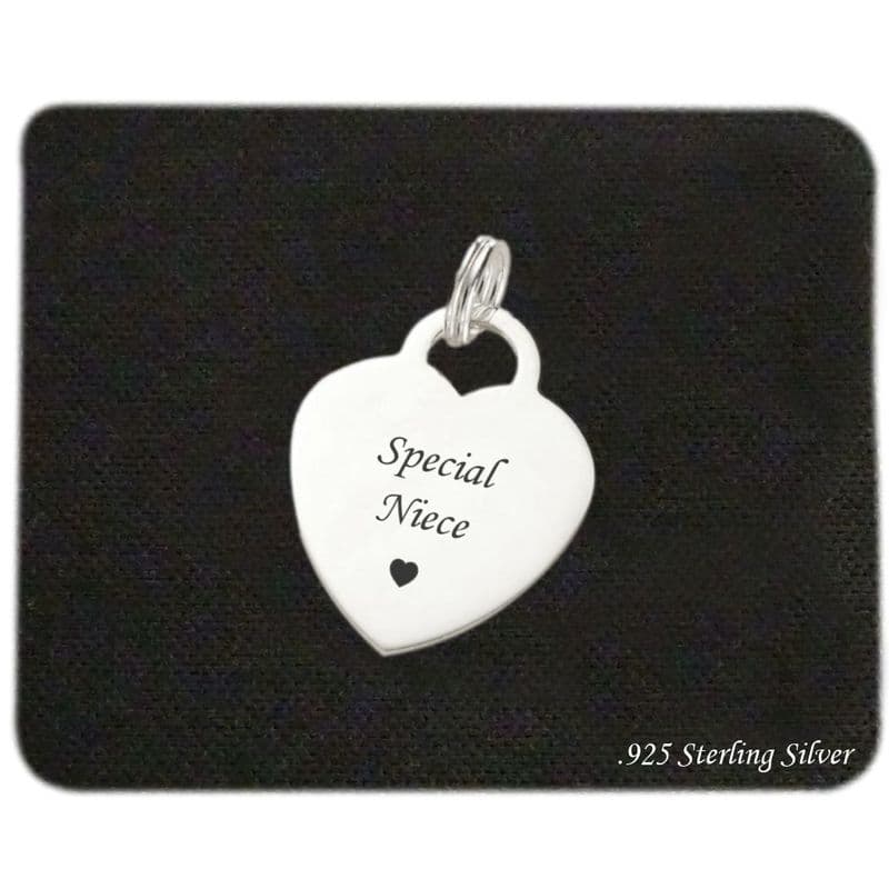 Special Niece Heart Charm in Sterling Silver | Charming Engraving