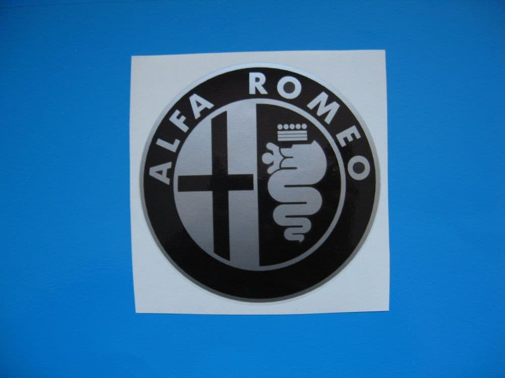 ALFA ROMEO Black & Silver Stickers x2
