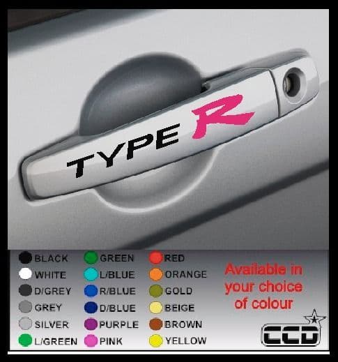 TYPE R Door Handle Stickers/Decals x 4 5