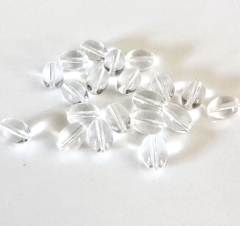 50 Crystal Glass Oval Beads 12x9mm Clear